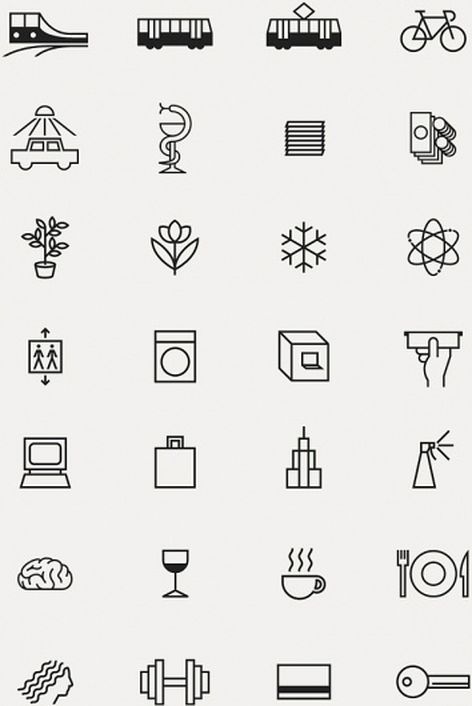 Creative black and white, icon, wayfinding, pictogram, and signage ...
